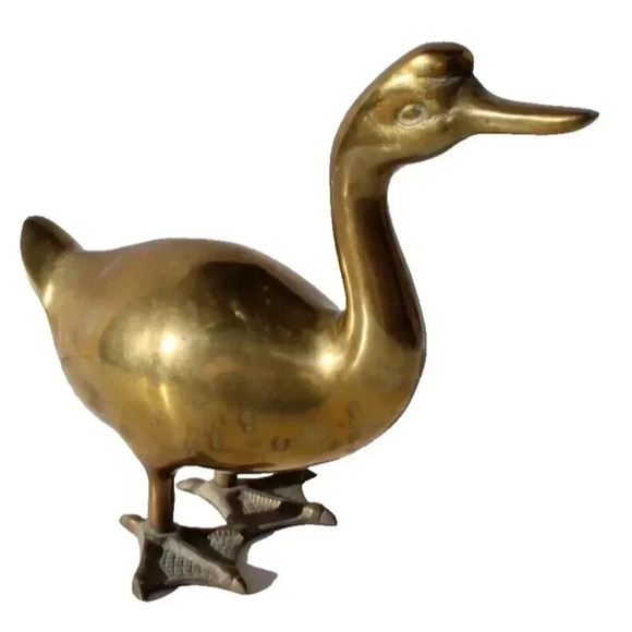 Vintage Large MCM Hollywood Regency Heavy Brass Duck Figurine Statue ...